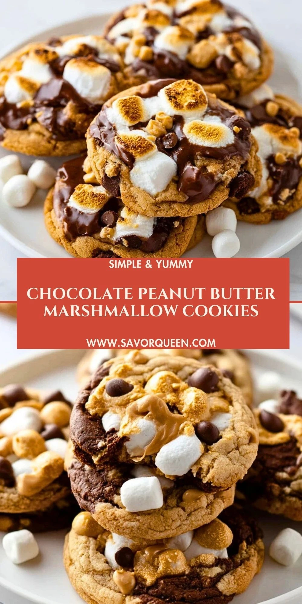 Chocolate Peanut Butter Marshmallow Cookies