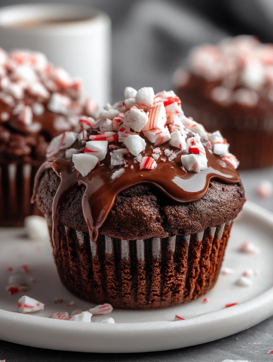 Peppermint Hot Chocolate Muffins