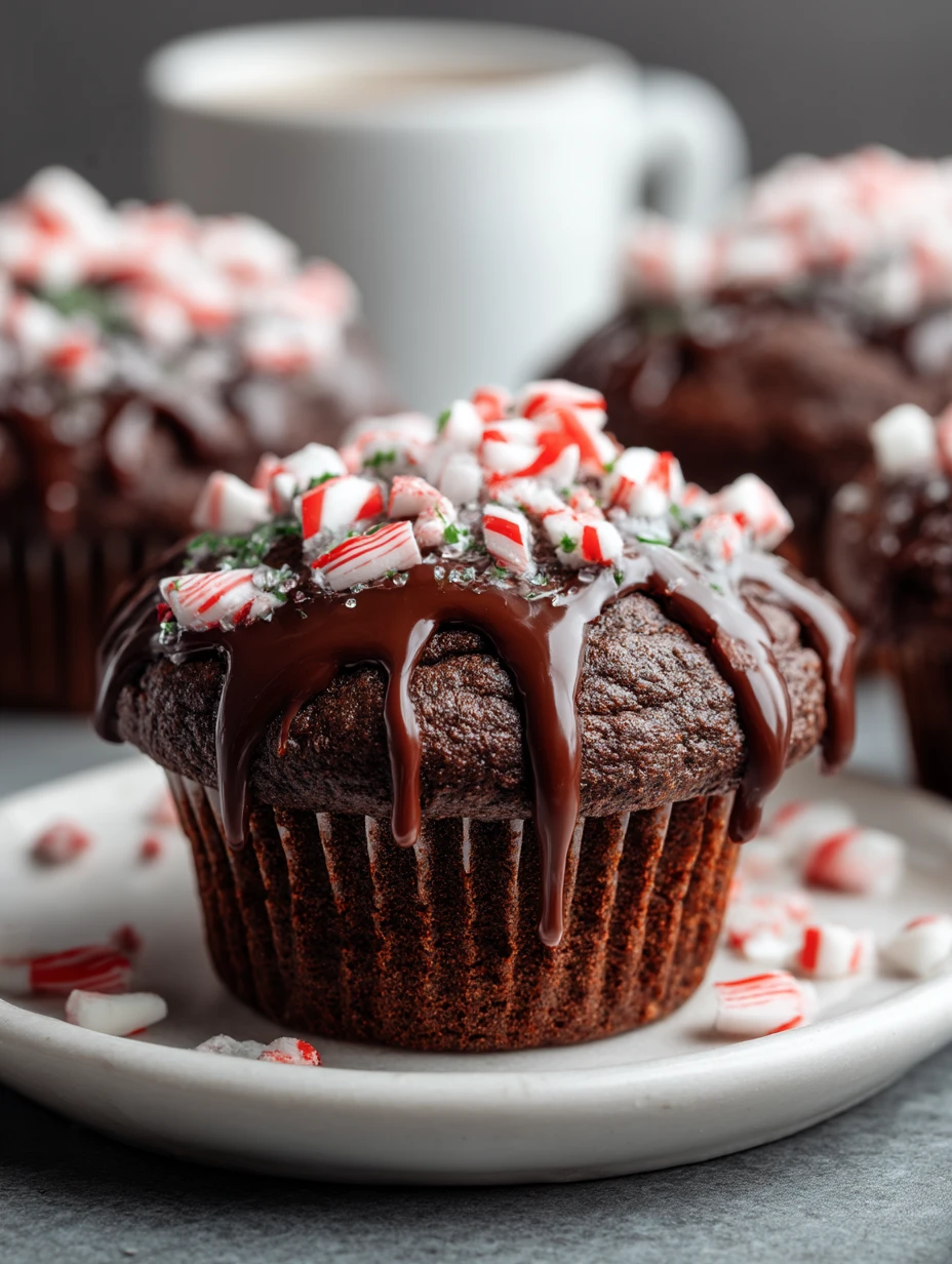Peppermint Hot Chocolate Muffins