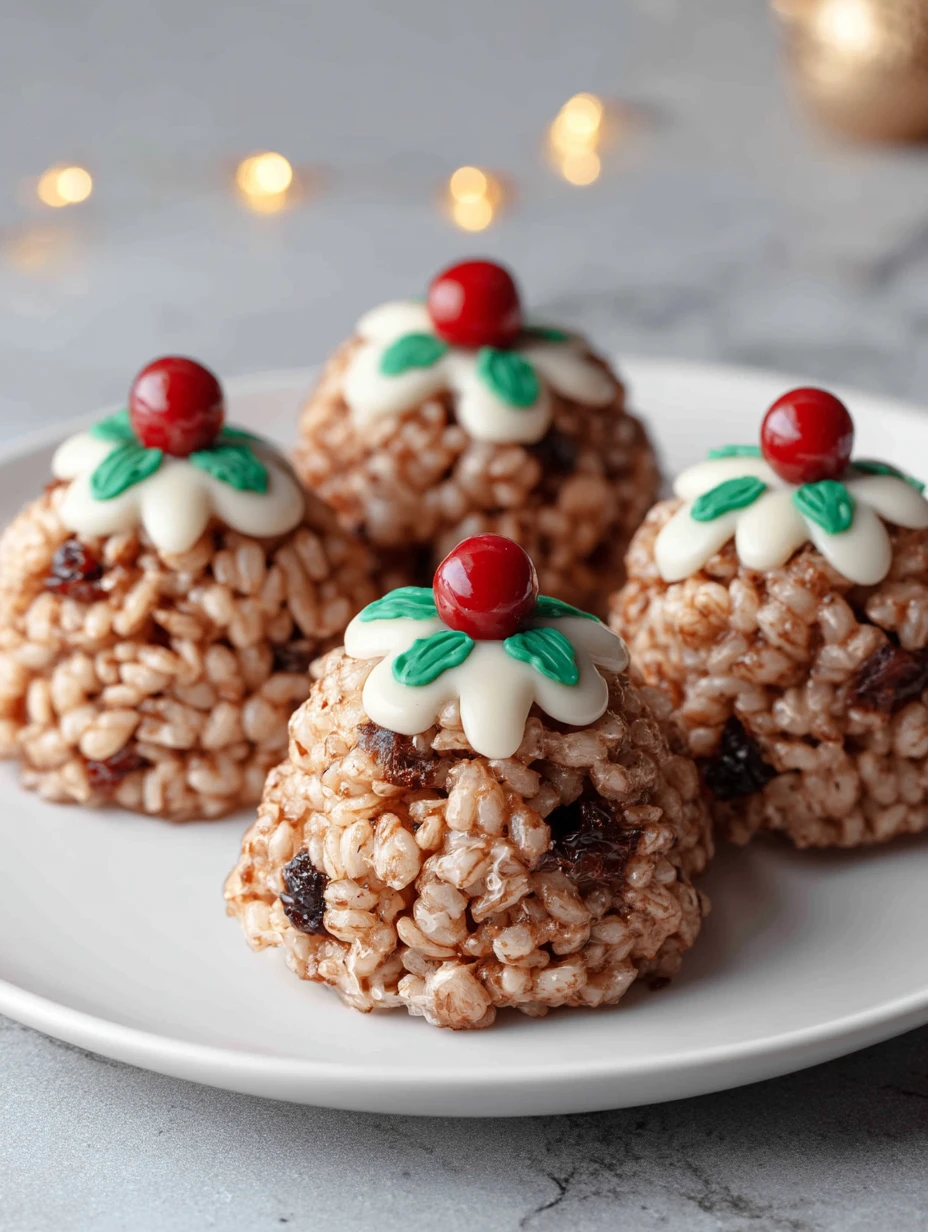 No-Bake Rice Krispie Christmas Puddings