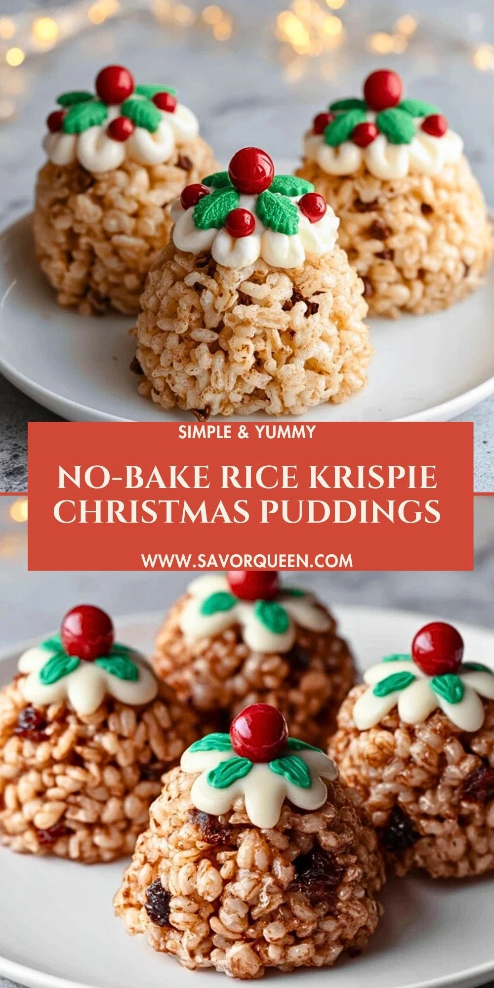 No-Bake Rice Krispie Christmas Puddings