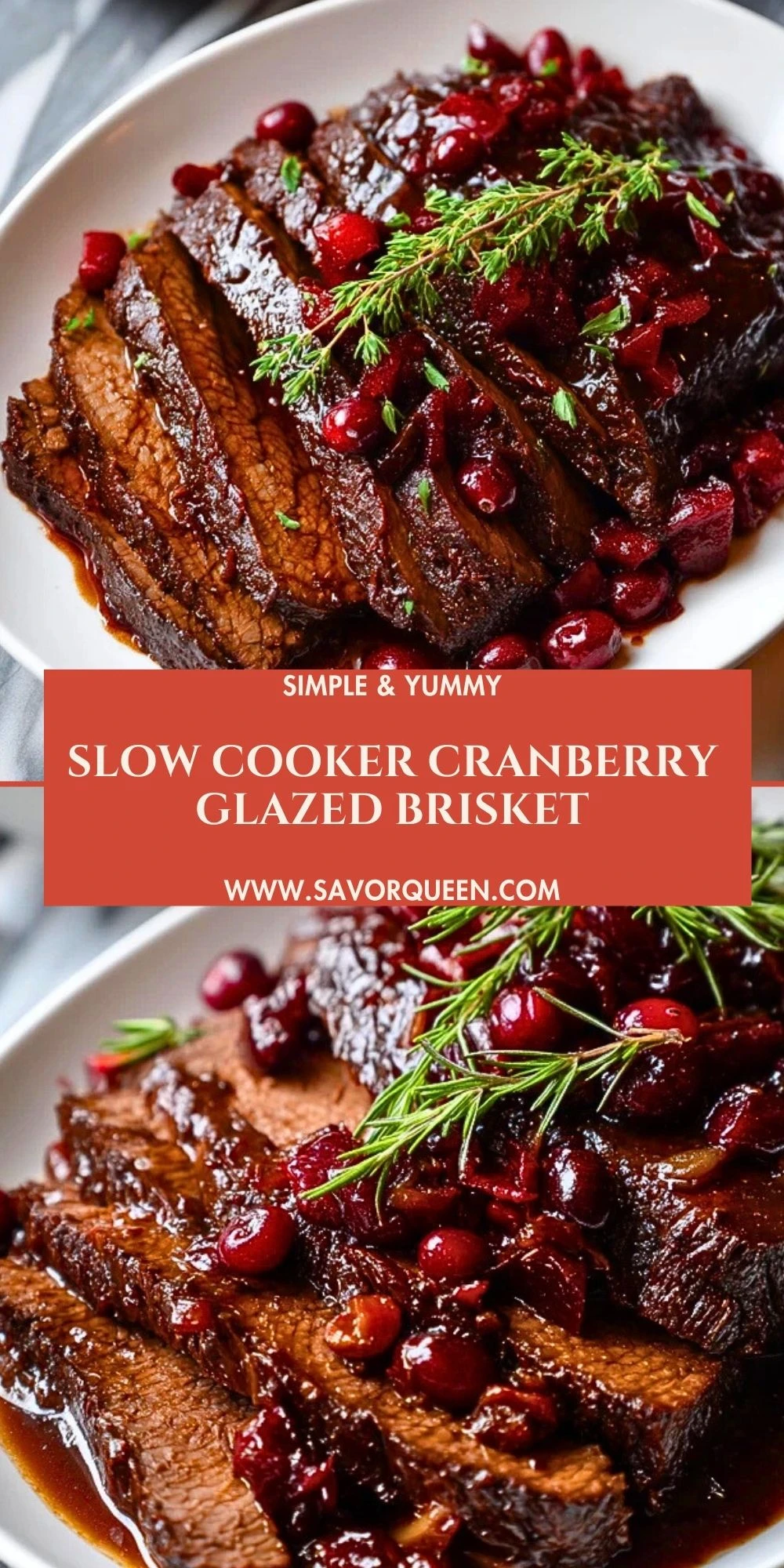 Slow Cooker Cranberry Glazed Brisket